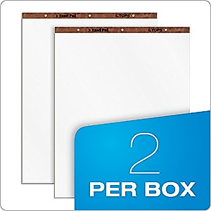 TOPS Easel Pad, 3-hole punched, white, 15 lb, plain white, 50 SH/PD, 2 per Carton (7903)