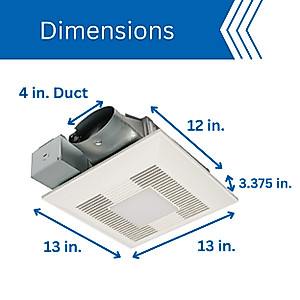 Panasonic FV-0510VSCL1 WhisperValue DC Ventilation Fan with Light and Condensation Sensor for Humidity Control - 50-80-100 CFM - Bathroom Wall Fan