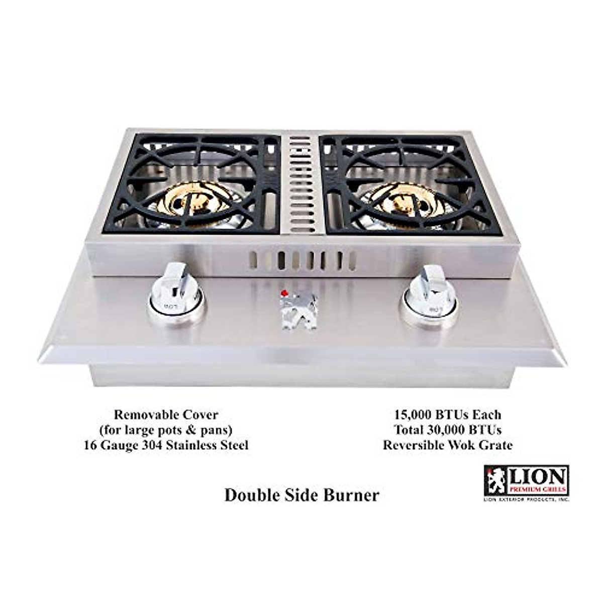 Lion 40-Inch Natural Gas Grill L90000 with 4 Ceramic Tubes w/ Flame Tray and Door and Drawer Combo and Double Side Burner and Refrigerator and 5 in 1 BBQ Tool Set Best of Backyard Gourmet Package Deal