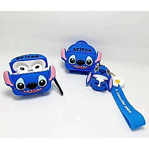 Airpods 3 Case Cover, Fashion Cool Cute Cartoon Character Stitch Backpack Case for AirPods 3rd Generation 2021 Durable Shockproof Wireless Earphone Silicone Case with Keychain for Airpod 3 Case