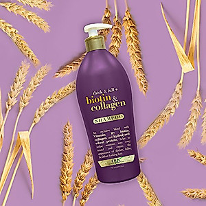 OGX Thick & Full Biotin & Collagen Shampoo, Salon Size 25.4 Ounce Bottle w/ Pump, Paraben Free, Sulfate Free, Sustainable Ingredients, Nourishing and Strengthening