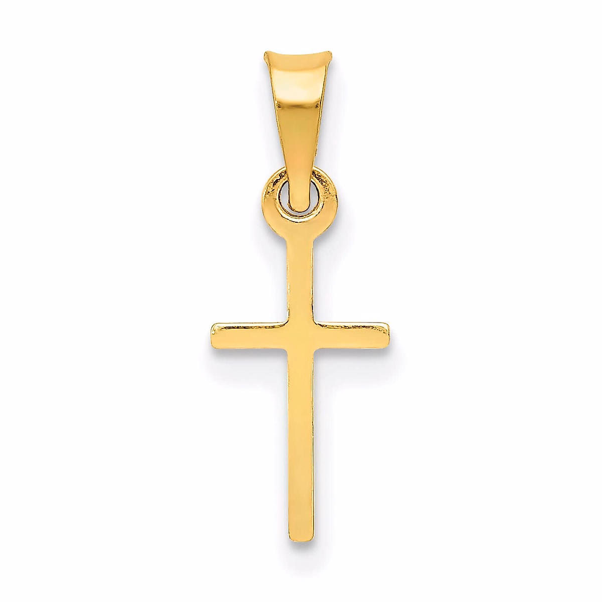 FindingKing 14K Yellow Gold Cross Charm Pendant Religious