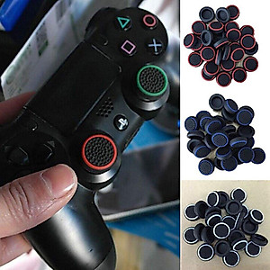 shlutesoy 4Pcs Joystick Caps,Soft Silicone Controller Thumb Stick Grip Joystick Button Cap Cover for PS3 PS4 Black&White