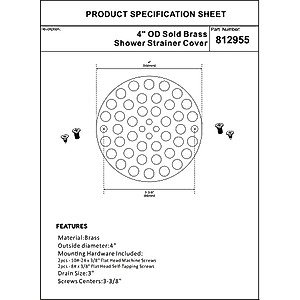 Artiwell 4’’ Shower Strainer Drain Trim Set, Solid Brass Screw-in Shower Strainer Drain Cover, Replacement Strainer Grid by Artiwell, Machine & Self-Tapping Screws Included (Brushed Nickel)