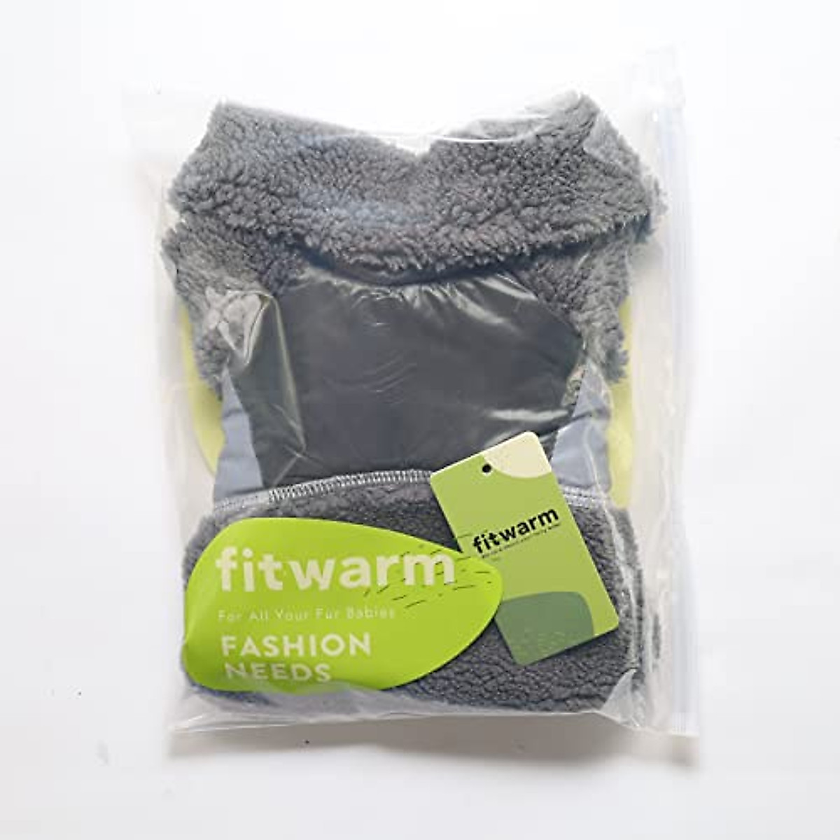 Fitwarm Sherpa Dog Coat with Reflective Stripe, Dog Winter Clothes for Small Dogs, Turtleneck Pet Sweater, Cat Apparel, Grey, XL