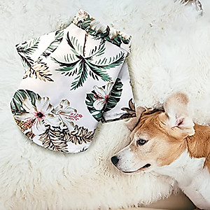 Pet Summer T Shirts Hawaii Style Floral Dog Shirt Hawaiian Printed Pet T Shirts Breathable Cool Clothes Beach Seaside Puppy Shirt Sweatshirt for Small Puppy Dog Sweater Large Size Dog Girl (White, M)
