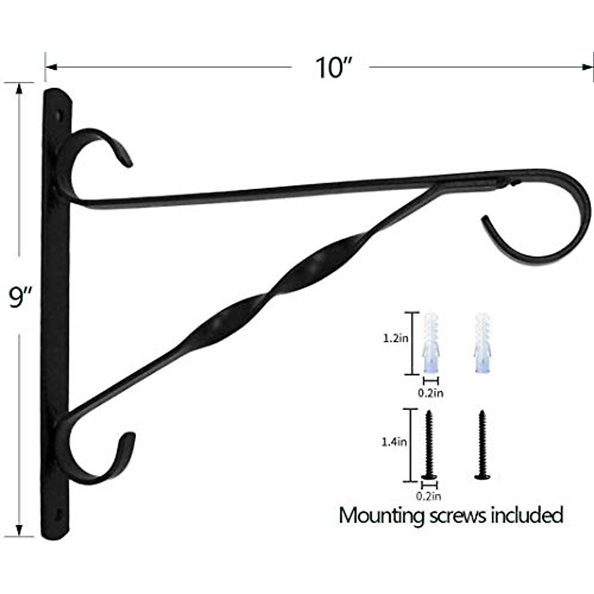 Amagabeli Hanging Plants Bracket 10'' Wall Planter Hooks Hangers Flower Pot Bird Feeder Wind Chime Lanterns Patio Lawn Garden for Shelf Shelves Fence Screw Mount against Door Arm Hardware