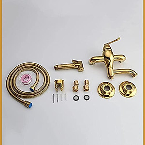 XFNVXC Shower Head Wall Mounted Bathroom Toilet Bidet Mixer Spray Kit Golden Single Handle Sprayer Toilet Bidet Shower Head Bathroom Shower Bidet Taps Spray Toilet Cleaning Faucet B (C)
