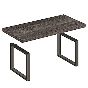 IBF Rustic Coffee Table, Wood and Metal Simple Industrial Modern Center Table, Minimalist Rectangle Wooden Farmhouse Cocktail Table for Living Room, Dark Gray Oak, 47 Inch