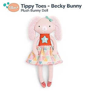B. toys- B. softies- 15" Plush Bunny- Soft Stuffed Animal for Baby, Toddler, – Orange & Pastel Outfit- Washable Rabbit- Tippy Toes- Becky Bunny- 0 Months +