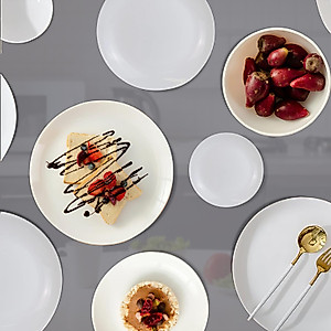 Blueniya 12 Piece Dinnerware Set, Bone China Dish, Round Kitchen, Microwave, Chip Resistant Dishwasher Safe Plates & Bowls Sets, Dinner Set W/Soup Bowls for Everday, Wedding & Thanksgiving (White)