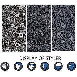 MOXBEST Neck Gaiter Mask Face Scarf Bandana Tube Cover Headwear Balaclava Headband Headwrap for Men and Women (12-Paisely A)