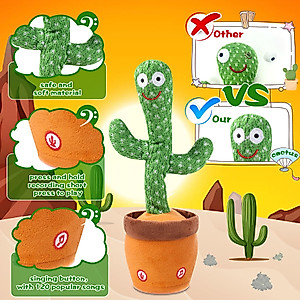 LUKETURE Cactus Baby Toy, Kid Talking Singing Cactus Toy, 120 Songs Recording Dancing Cactus Mimicking Toy That Repeat What You Say, Pre-School Education Toy for Kids Best for Children