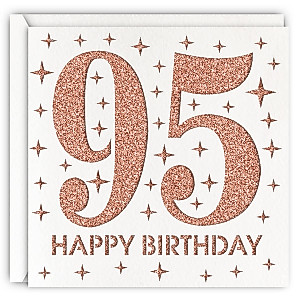MAGJUCHE Rose Gold 95th Birthday Card, Laser Cut Glitter Woman Age 95 Birthday Gift For Mother, Grandmother, Sister