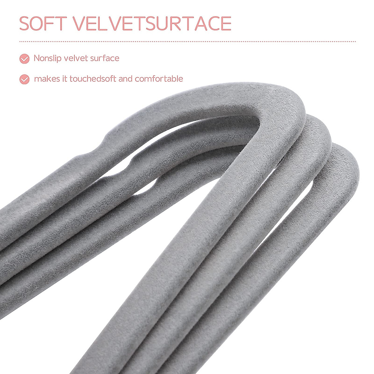 Cozymood Velvet Baby Hangers for Closet 50 Pack with 6 Pcs Size Dividers, Non-Slip Baby Clothes Hangers 11 Inch, Ultra-Thin Small Hangers for Kids Clothes, Space Saving Velvet Toddler Hangers, Grey