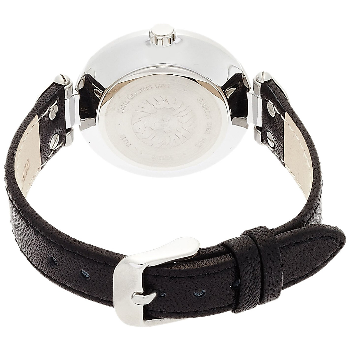 Anne Klein Women's 109169WTBK Silver-Tone and Black Leather Strap Watch