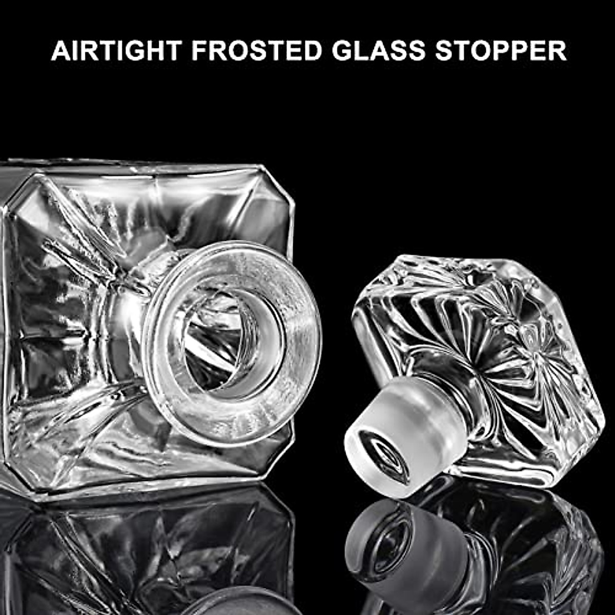 Hibekol Whiskey Decanter with Glass Stopper Lead-Free Glass 25.3 oz/ 750ml Decanter for Bourbon, Wine, Scotch, Vodka or Liquor…