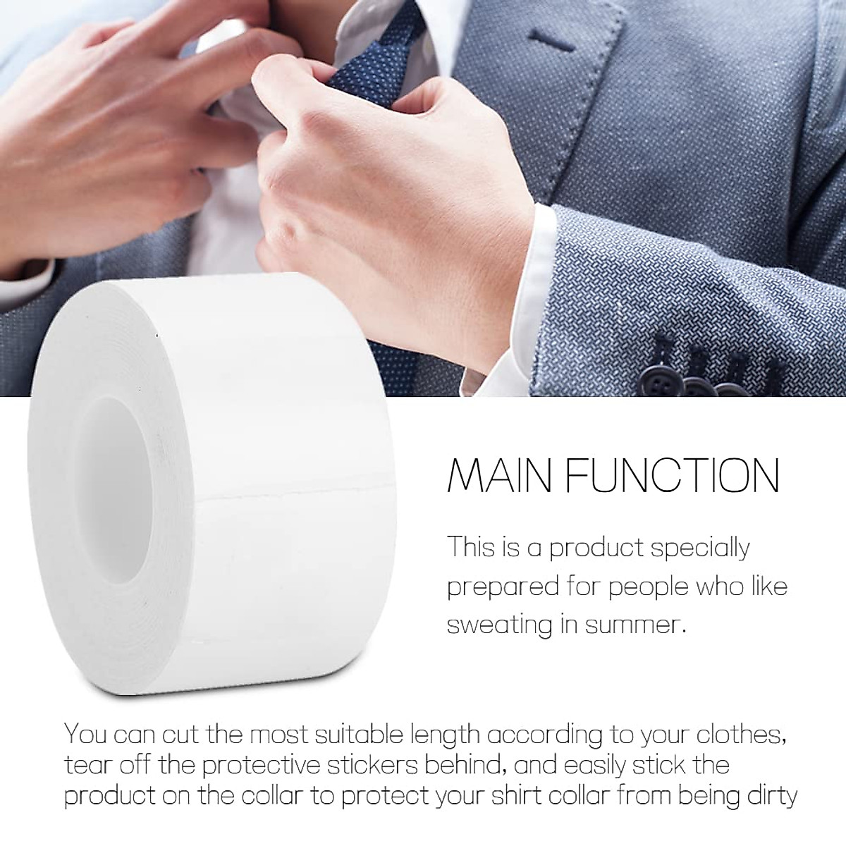 Collar Protector Sweat Pads, Disposable Sweat Prevention Adhesive White Self-Adhesive Anti-Dirty Neck Liner Tape Patches Shielding