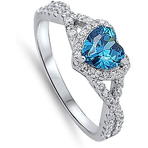 Junikool Birthstone Promise Rings Halo Heart Love Ring 1 Stone for Women Mothers Day Gifts With Birthstones Her Best Friends Jewelry Mother Daughter Personalized Engraved Custom Name Sterling Silver