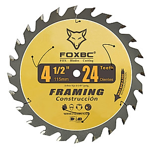 FOXBC 4-1/2 Inch Carbide Circular Saw Blade 24T Framing Wood Cutting with 3/8-Inch Arbor