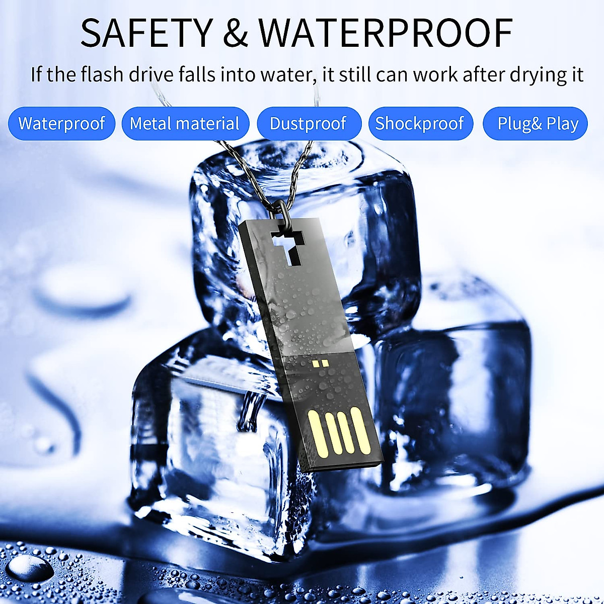 USB Flash Drive- Thumb Drive Memory Stick Pen Drive 128GB Necklace Metal Style Keychain Design (128.gb, Gun Color)