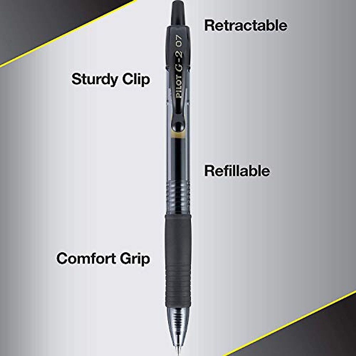 PILOT G2 Premium Refillable & Retractable Rolling Ball Gel Pens, Fine Point, Black Ink, 6 Pack