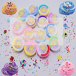 FJAZUFSA 14 Pack Dual Colors Butter Slime Kit, Soft & Non-Sticky,Birthday Gifts for Girl and Boys, Easter Party Favors or Christmas Stocking fillers