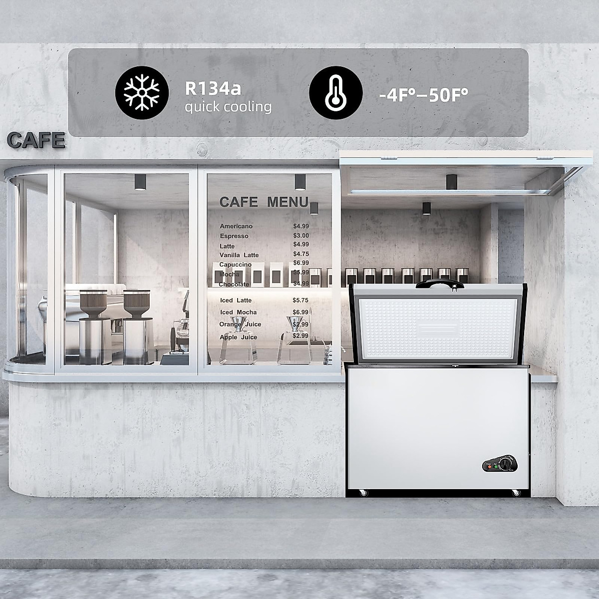 Large Commercial Chest Freezer 14.5 Cu Ft Deep Freezer with 2 Removable Basket and Adjustable Thermostat - Energy Saving Quiet for Home, Supermarkets, and Garages with Glass