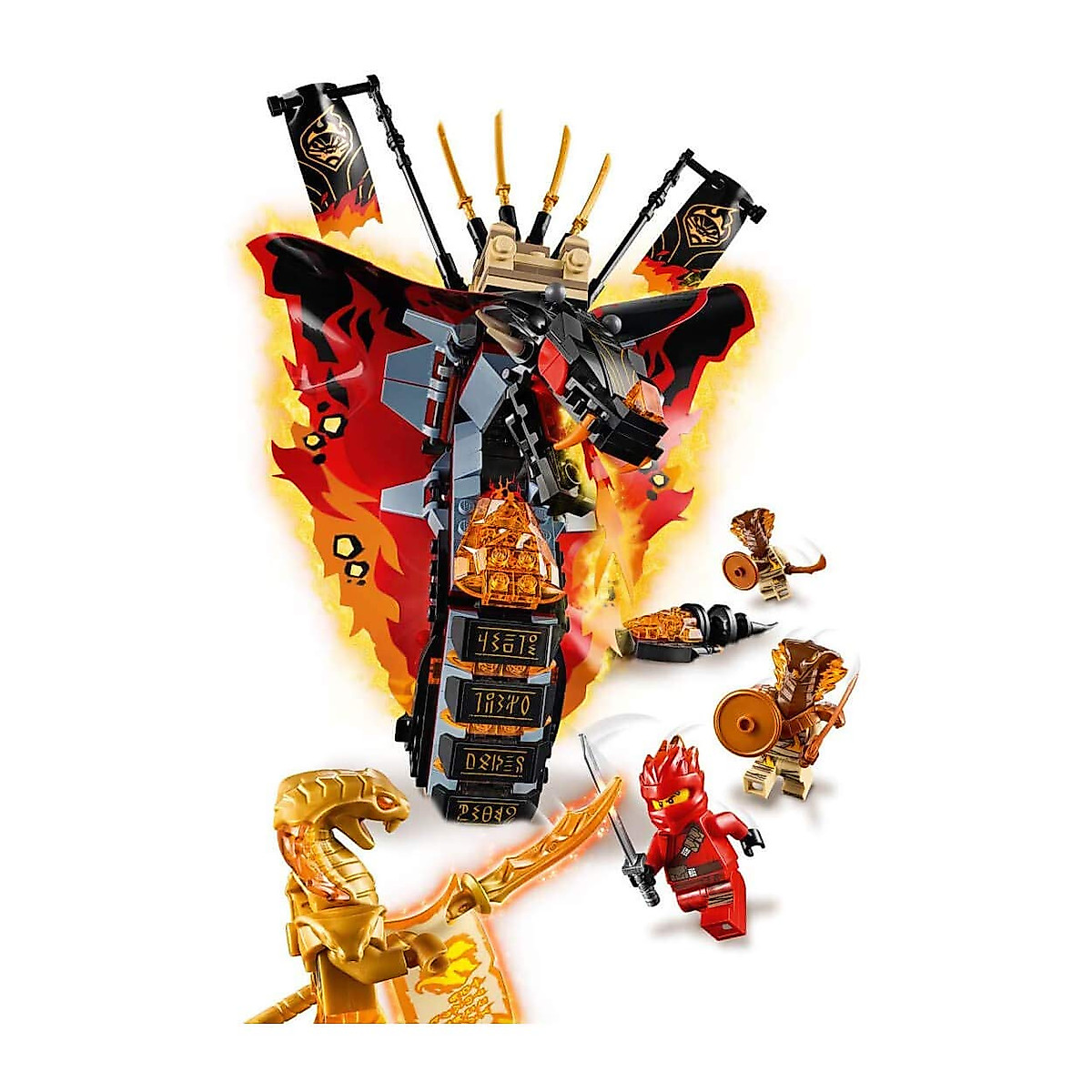LEGO NINJAGO Fire Fang 70674 Snake Action Toy Building Set with Stud Shooters and Ninja Minifigures Characters, Perfect for Group Play (463 Pieces)