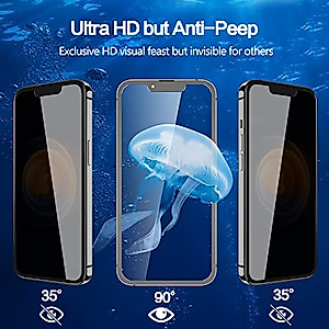 YMHML [2 Pack] Privacy Screen Protector for iPhone 12 / iPhone 12 Pro (6.1 Inch)，Anti-Spy Tempered Glass Bubble Free Case Friendly Scratch Proof