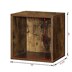 FUSUNBAO Magic DIY Cube Storage Organizer Stackable Cubles for Home Books Clothes Toy -Modular Cubby Storage System -Office Cubical -Bookcase Closet Wine Rack Cabinet (Antique Brown, General Cube)