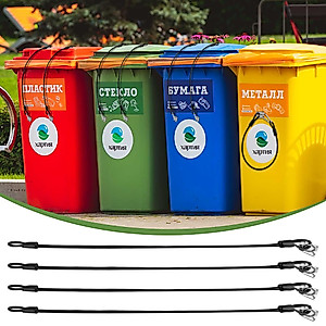 Jaeskeclip 4sets Trash Can Lock Kit, Garbage Can Lock, Trash Safe, with Rubber Coated Braided Wire Rope, Stainless Steel Hasp, Mounting Hardware, Self-Tapping Screws, for Garden, Park, Outdoor