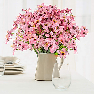 iYoucase Artificial Flowers Outdoor UV Resistant Fake Flowers 5 Bundles No Fade Faux Plastic Plants for Garden Porch Window Box Home Decoration(Pink)