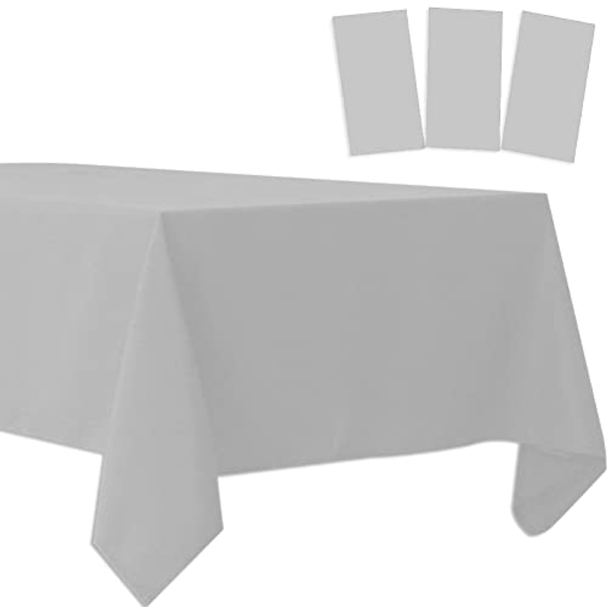 3 Pack Plastic Tablecloths Disposable Plastic Table Cloths Table Covers for Picnic BBQ Birthday Wedding Parties Waterproof and Oil-proof Table Cloth Light Weight Thin Grey Table Cloths 54 x 108 Inch