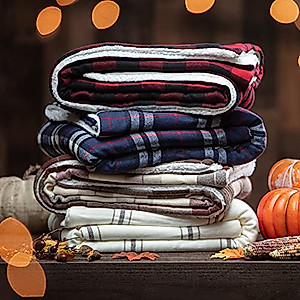 Chanasya "Best Dad Sherpa Plaid Throw Blanket - Soft Cozy Warm Plush Fluffy Fleece Flannel Throw Blankets - Gifts for Fathers Dads Grandfathers - Fall Autumn Winter Holiday Camping Blanket - Navy/Red