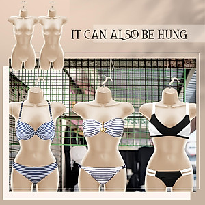 Kigley 12 Pcs Female Mannequin Torso Hanging Mannequin Flesh Colored Dress Form Hollow Back Thickened Plastic Female Clothing Mannequin with Hanging Hook for Clothes Display, 31.1 x 16.1 Inch