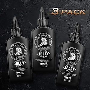 Bossman Jelly Beard Oil - Beard Growth Softener and Moisturizer Care - Larger 4oz, Bottle - 3 Pack Kit - Made in USA (Naked Scent)