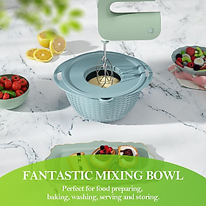 4-1 Colander with Bowl Set - Strainers for Kitchen, Food Strainers and Colanders, Pasta Strainer, Rice Strainer, Fruit Cleaner, Veggie Wash, Aesthetic Cooking Present Kitchen Essentials - Blue