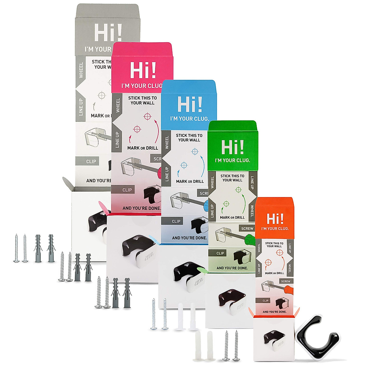 Hornit CLUG Bike Clip Storage Rack & Mount System - World’s Smallest Bike Rack for Indoor/Outdoor Bike Storage - Won't Damage Rims, Tires - Roadie Fits Tires 1" - 1.25" / 23-32mm - Black/Black