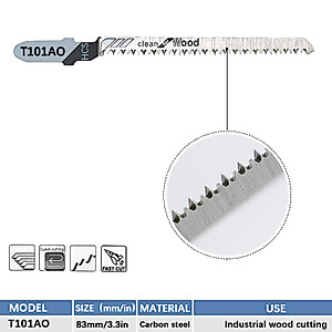 TAROSE 30-Piece T101AO 3-1/4 Inch 20 TPI Assorted T-Shank Scrolling Jig Saw Blades Set for Clean Cutting Wood