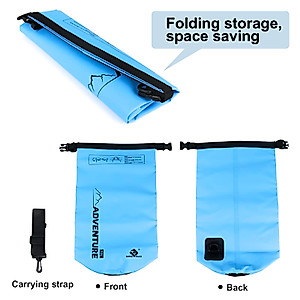 BOMEI PACK - Blue Waterproof Dry Bag for Kayaking, Beach, Rafting, Boating, Hiking, Camping and Fishing