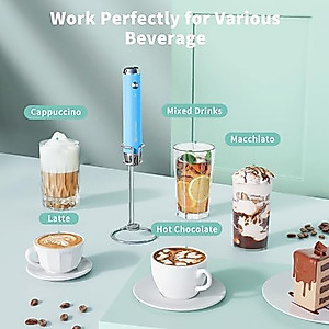 Maestri House Rechargeable Milk Frother with Stand, Handheld Electric Foam Maker Waterproof Detachable Stainless Steel Whisk Drink Mixer Foamer for Lattes, Cappuccino