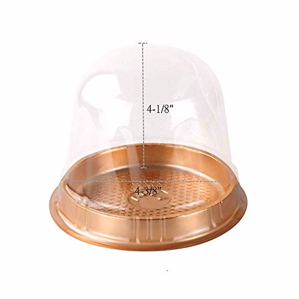 50 Sets Cake Box - Internal Size Diameter 4-3/8 Inch X Height 4-1/8 Inch Clear Plastic Dome Carrier - Single Cake Container Carry Reinforcement Stickers (Gold)