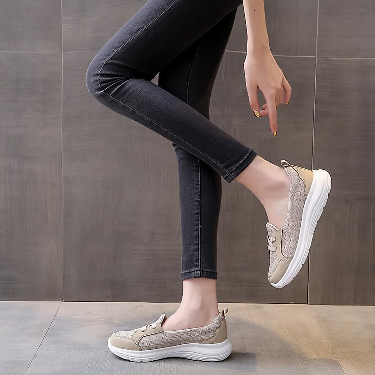 LELEBEAR Kotsas Orthopedic Shoes for Women, Walkclouds Orthopedic Women Shoes, Breathable Slip on Arch Support Shoes (Apricot, 9)