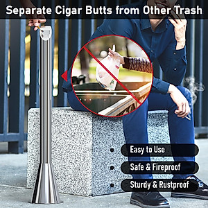 AIWFL Stainless Steel Butt Receptacle Disposal Outdoor Floor Standing Ash Bin Commercial Trash Can for Homes Offices Restaurants Bars Convenience Stores