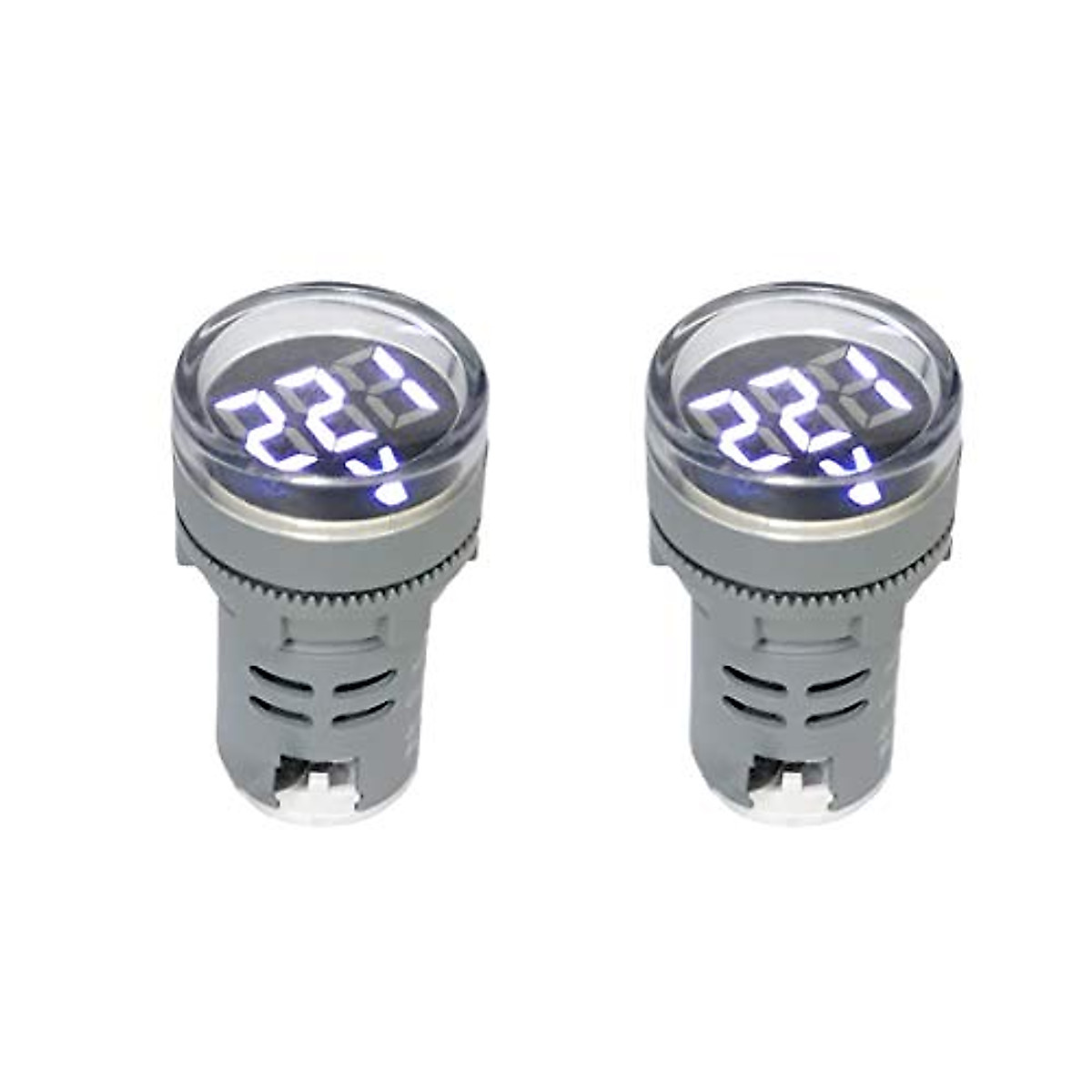 NOYITO 80-500V AC Digital Voltmeter 110V 220V 380V Red Green Yellow Blue White LCD Digital Display Small Round Head (Pack of 2) (White)