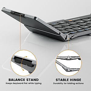 ProtoArc Foldable Bluetooth Keyboard with Touchpad, XK02 Folding Wireless Keyboard for Travel, Pocket-Sized Compact Portable Keyboard for iPad iPhone Tablet Laptop Windows iOS Android