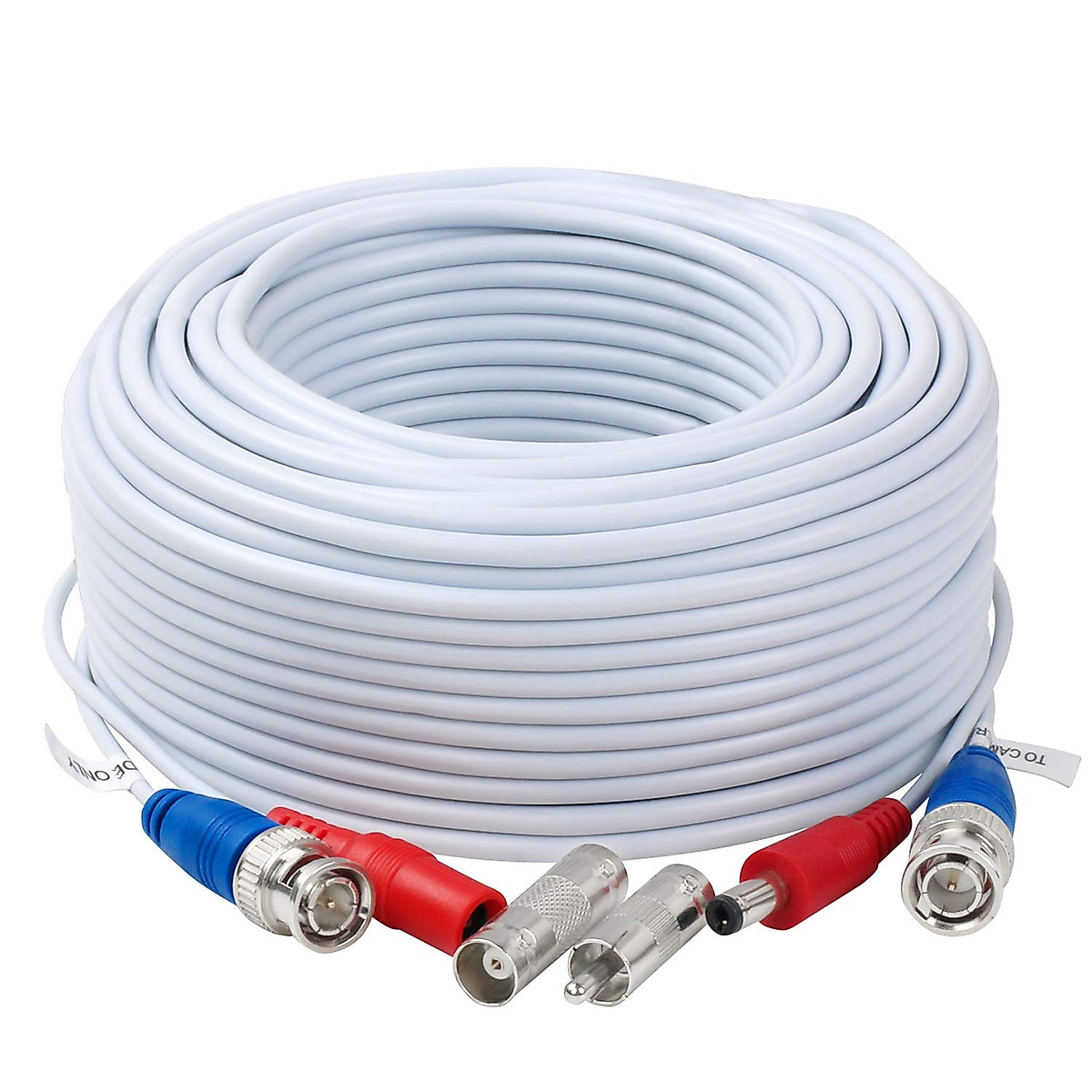 4 Pack 100 Ft Tainston BNC Video Power Cable BNC Extension Wire Video Security Camera Cord with Connectors for CCTV Camera DVR Surveillance System