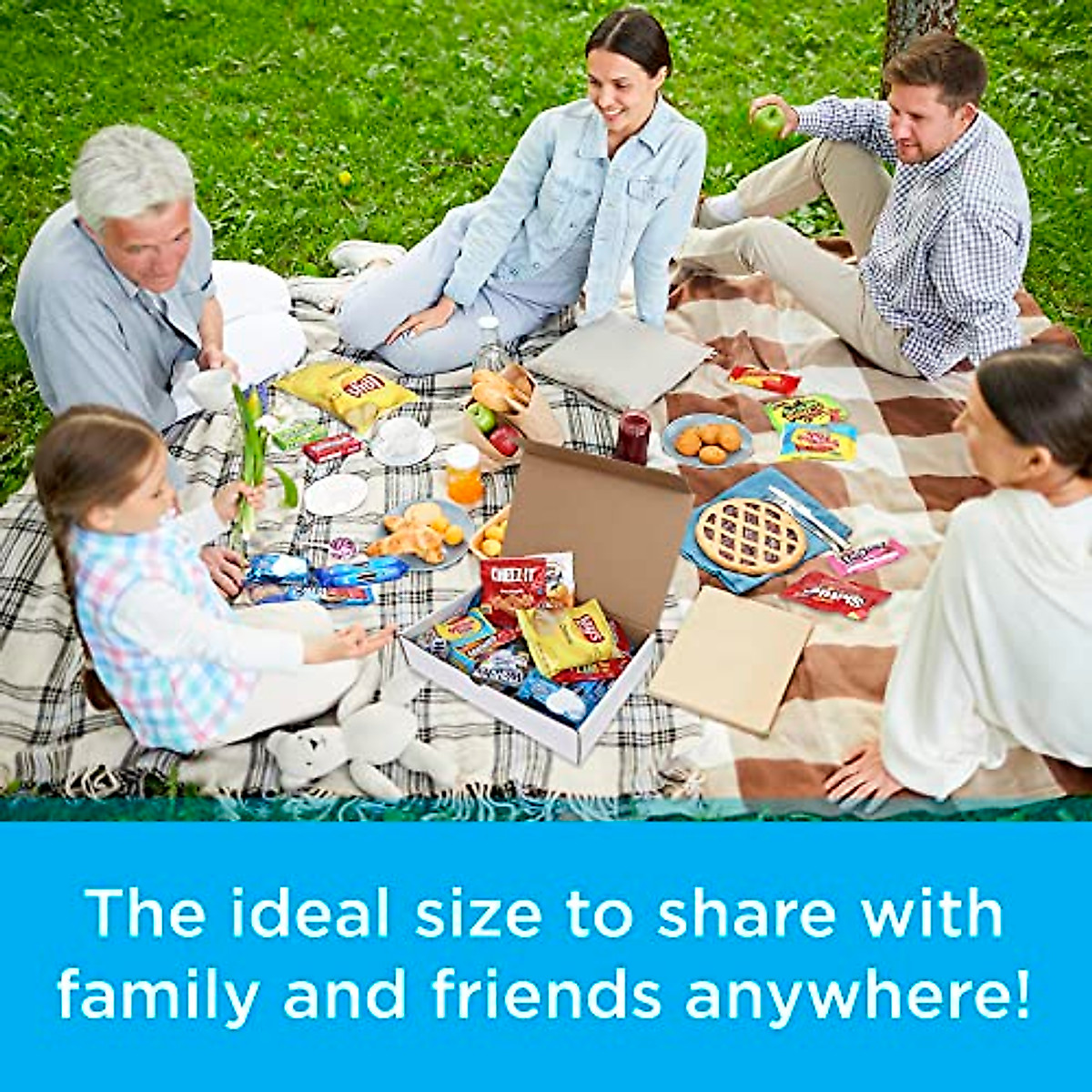 Snack Box Variety Pack Care Package (60 Count) Kids, Teens, Adults, Men, Women, College Student, Christmas Gift Basket Snackbox, Office Sampler, Stocking Stuffers, Candy Food Cookies Chips Arrangement, Sweet Gifting