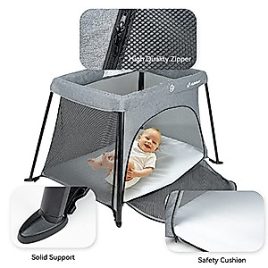 Fijinhom Baby Portable Travel Crib Pack and Play Toddler Playpen Outdoor Light Playard with Zipper Door Mesh